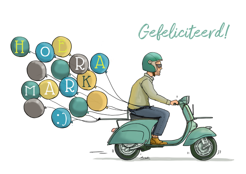 Verjaardagskaart Vespa Zw Av Verjaardagskaarten Kaartje2go