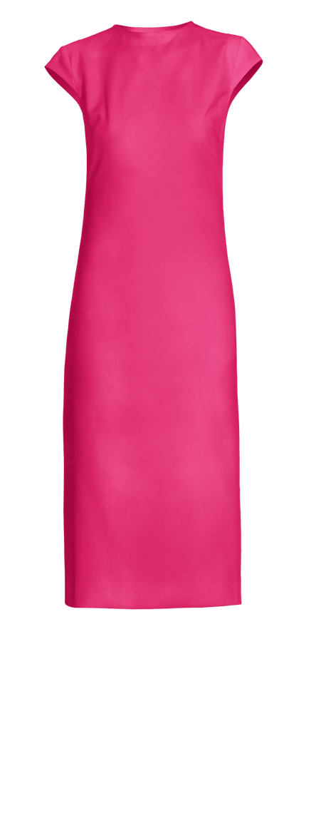 Fuchsia Crew Neck Shift Midi Dress Sumissura