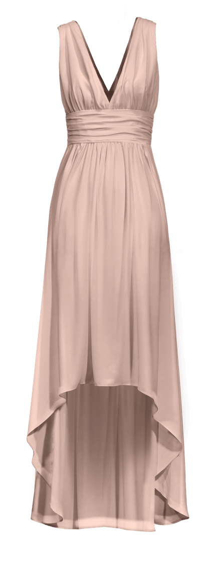 Blush Pink Deep V Neck Empire Waist High Low Long Dress Sumissura