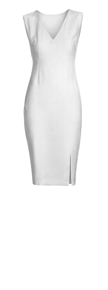 White V Neck High Waisted Sheath Dress Sumissura