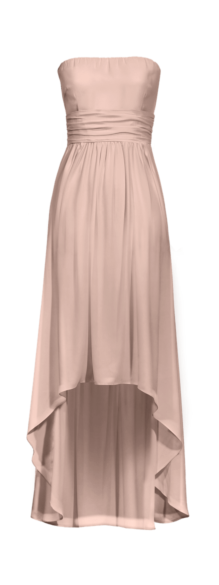 Blush Pink Bell Sleeve Strapless Empire High Low Long Dress Sumissura