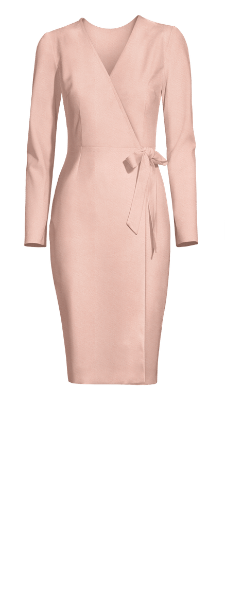 Blush Pink Long Sleeve V Neck Wrap Dress Sumissura
