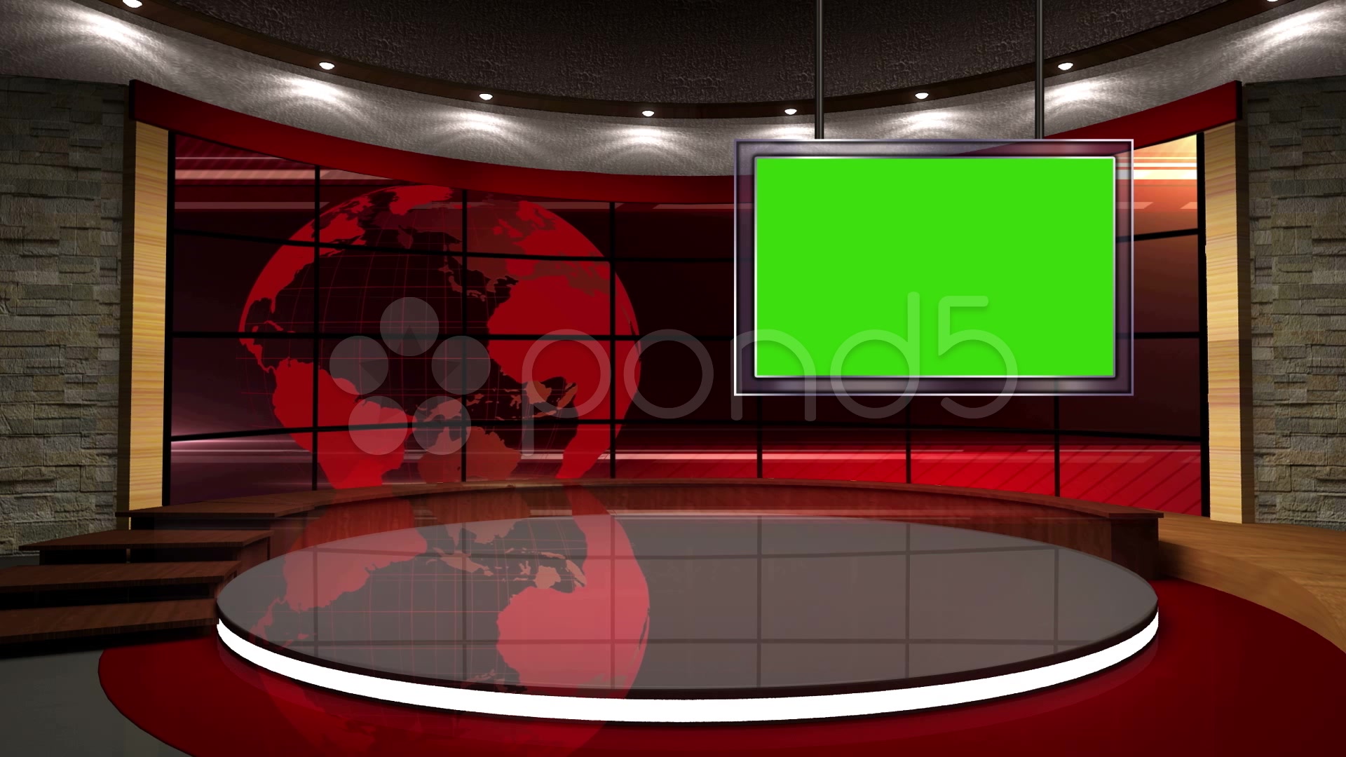 News Tv Studio Set 100 Virtual Green Screen Background Loop Stock Images