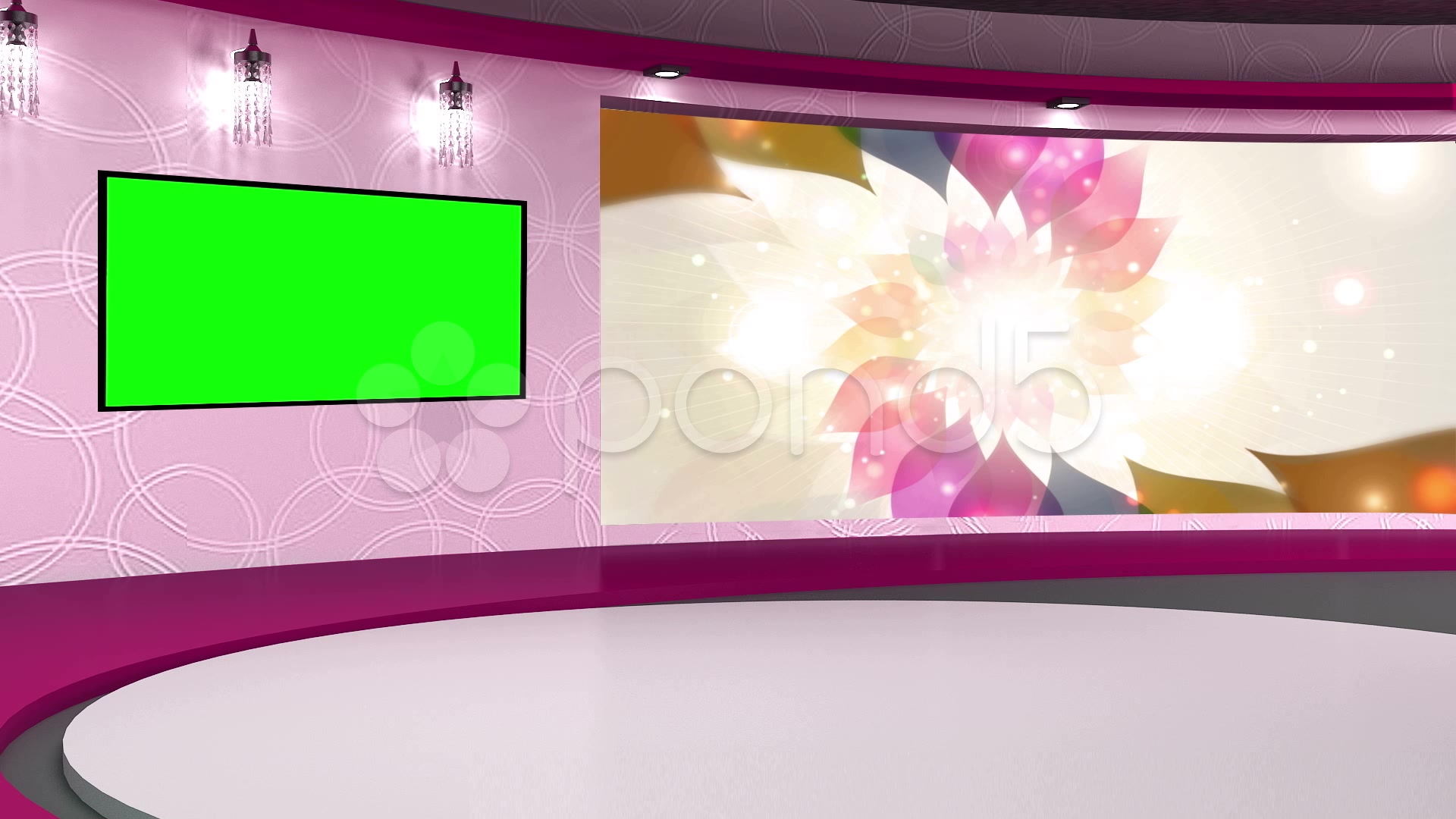 Talkshow Tv Studio Set 01 Virtual Green Screen Background Loop Stock