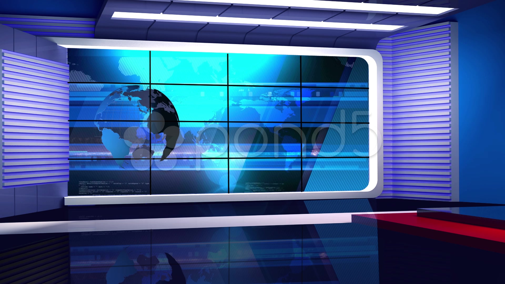 News Tv Studio Set 45 Virtual Green Screen Background Loop Stock Images