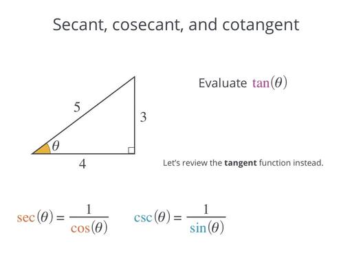 Sec Csc And Cot Trigonometry School Yourself