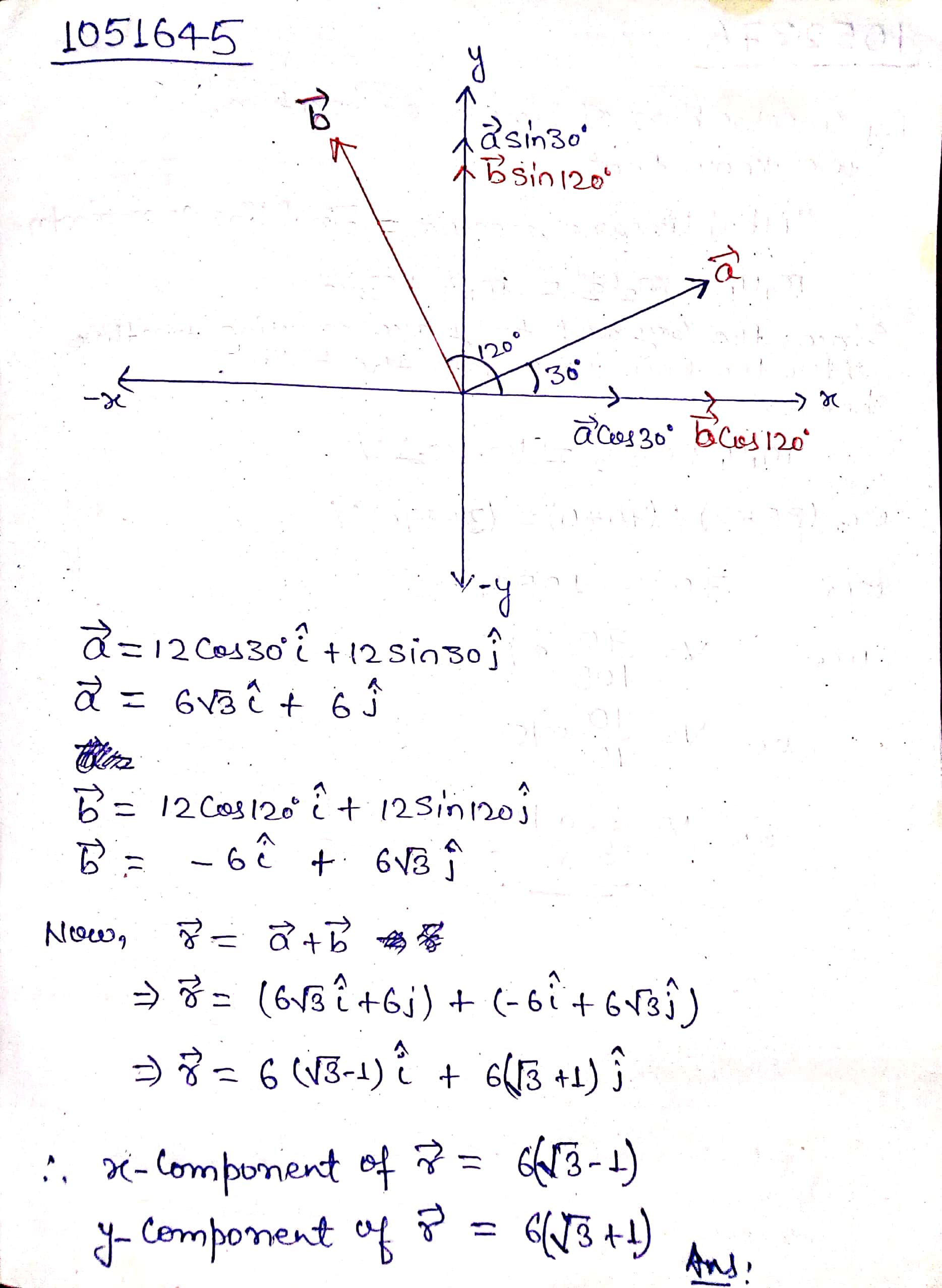 Two Vectors A And B Have Equal Magnitudes Of 12 Units These Vectors