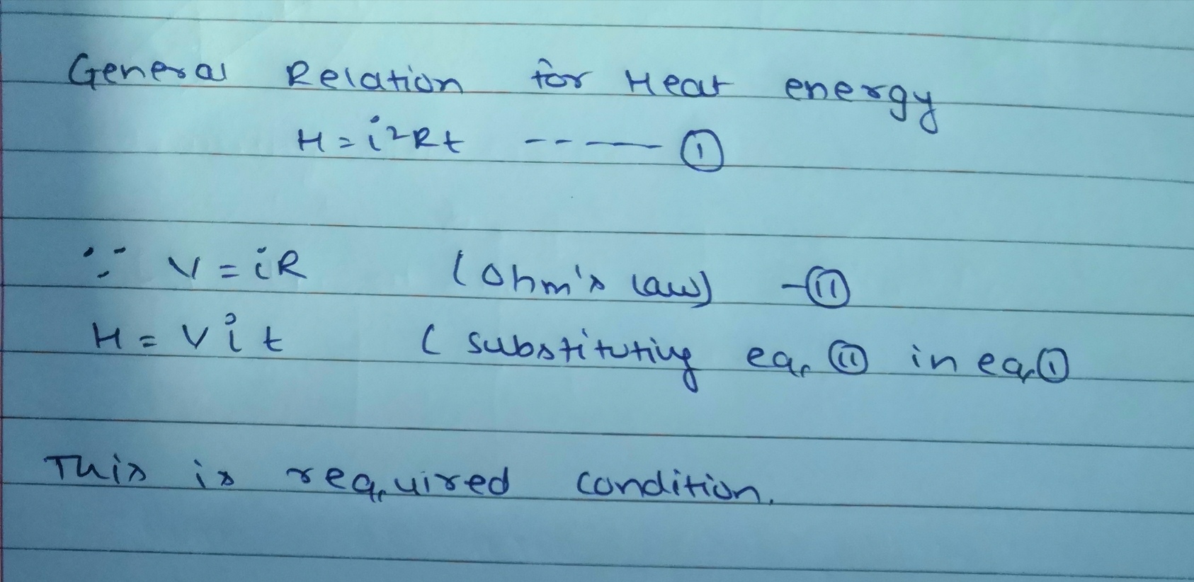 Write Relation Between Heat Energy Produced In A Conductor When A