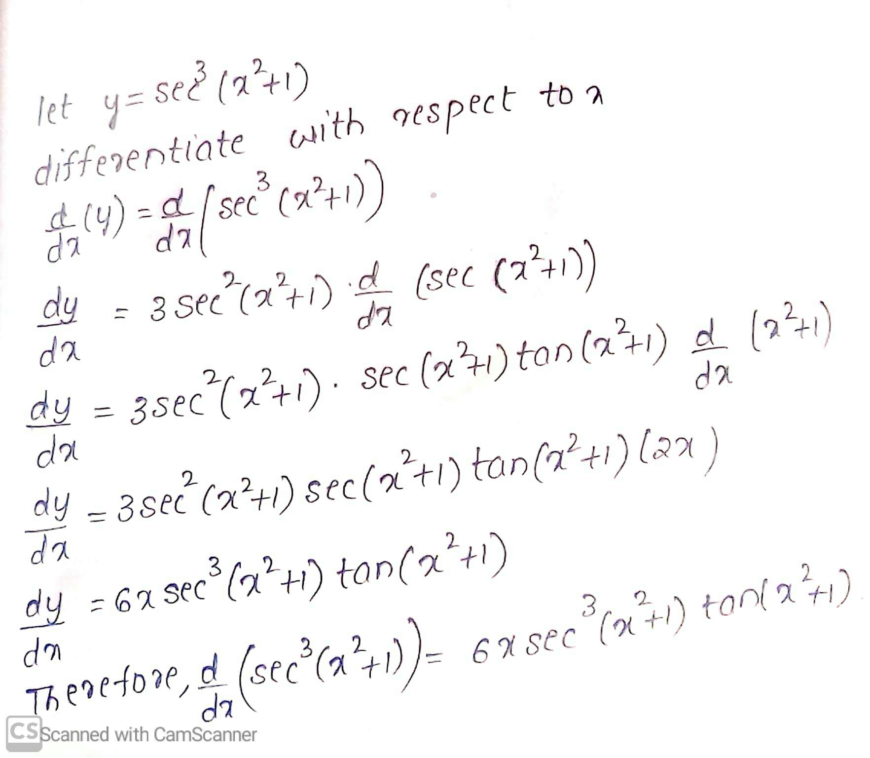 Differentiate Each Of The Following Wrt X Sec3 X2 1