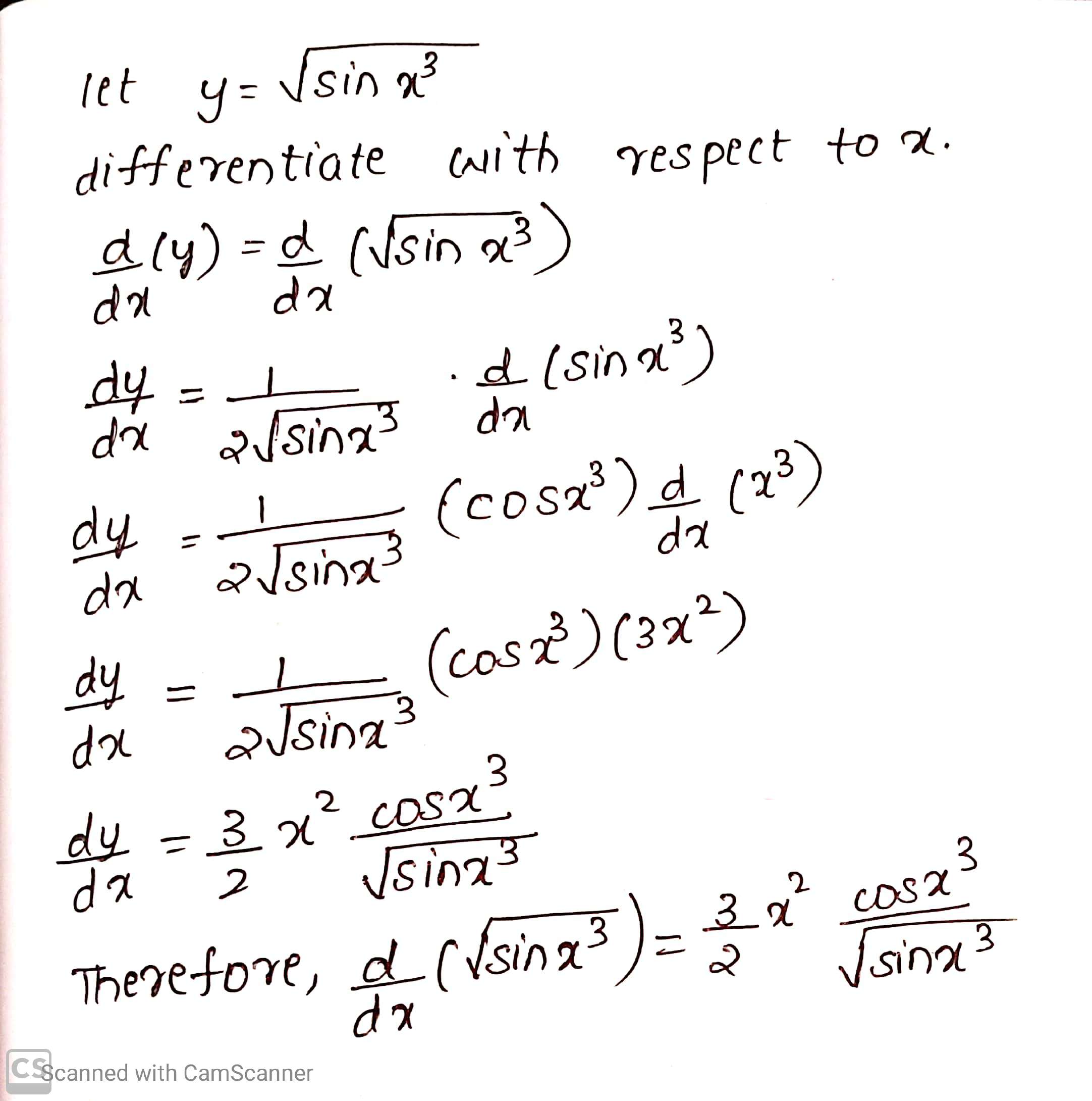 Differentiate Each Of The Following Wrt X √sinx3