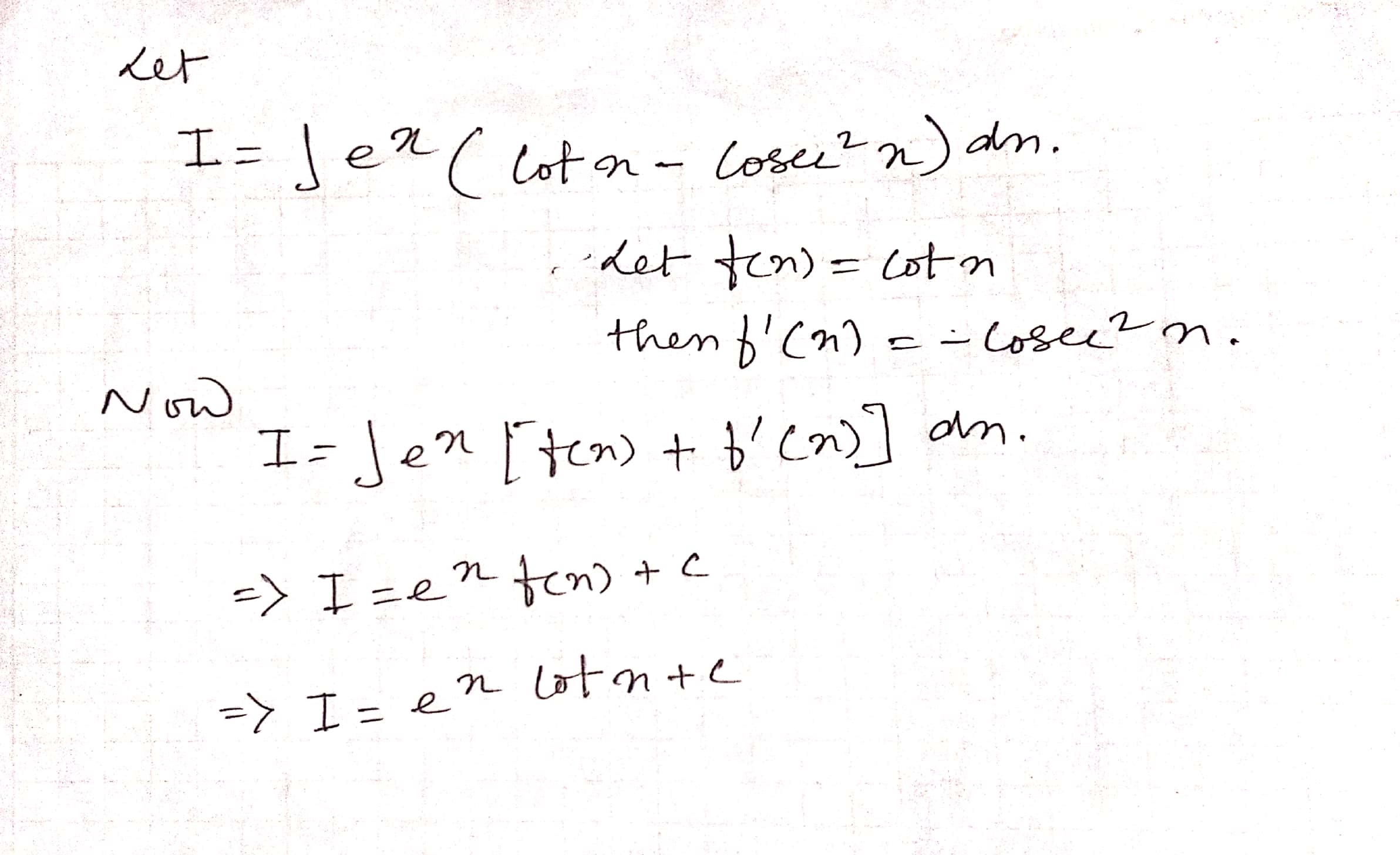 Int Ex Cot X Cosec2 Xdx Maths Questions