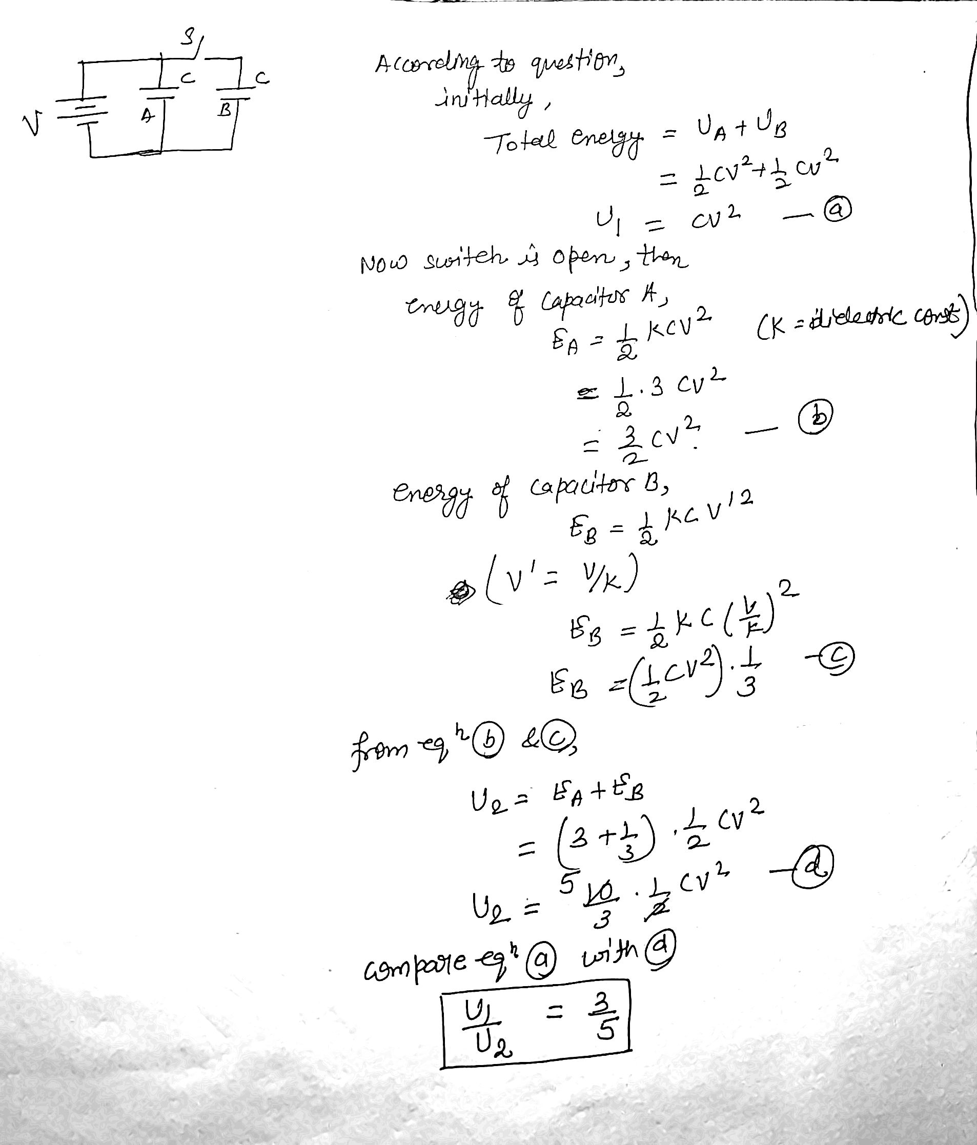 As Shown In The Figure Two Identical Capacitors Are Connected To A