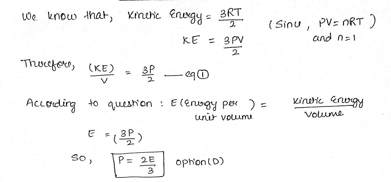 The Relation Between The Gas Pressure P And Average Kinetic Energy Per