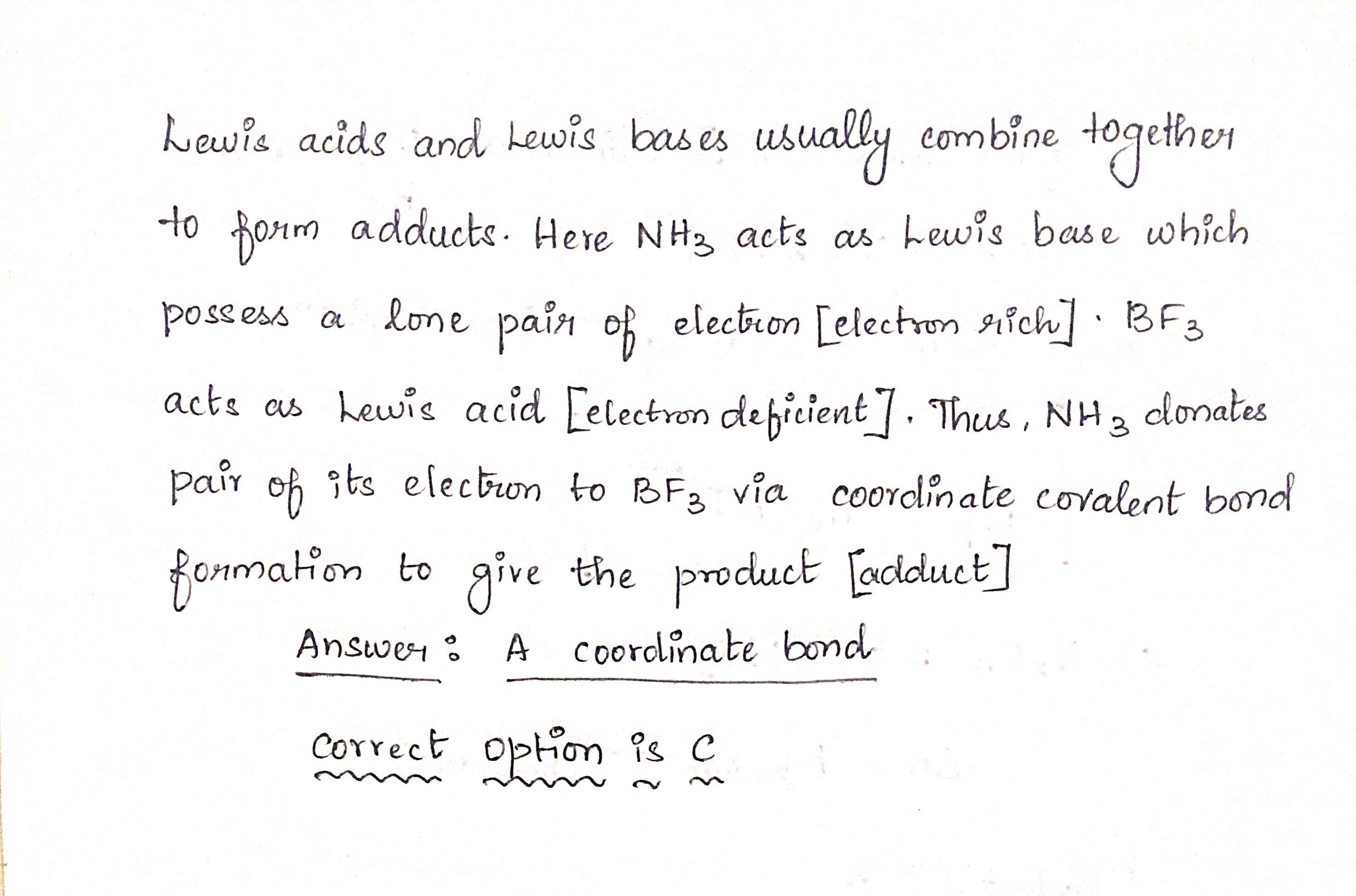 Nh3 And Bf3 Form An Adduct Readily Because They Form