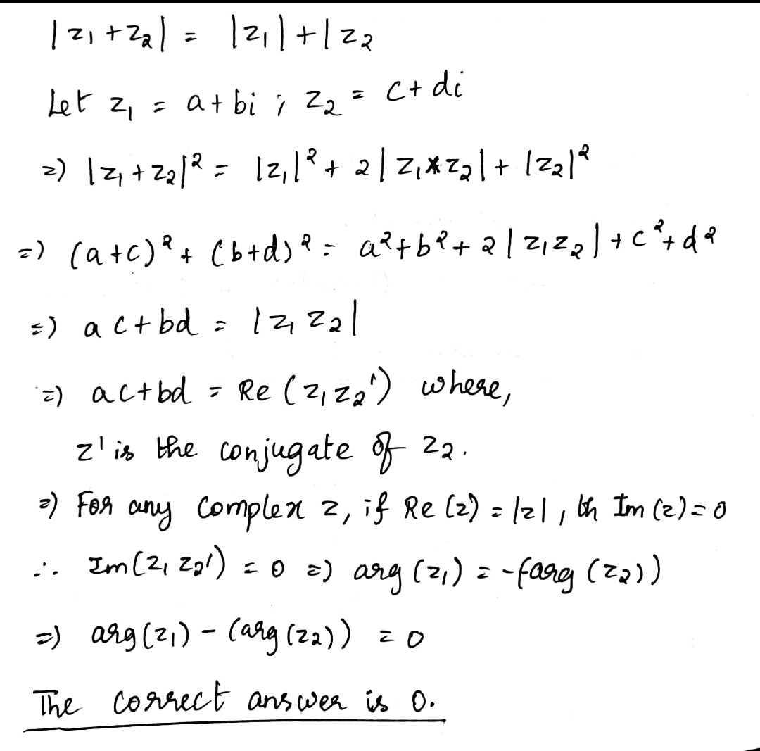 Let Z1 And Z2 Be Two Given Complex Numbers Such That Z1 Z2 Z1