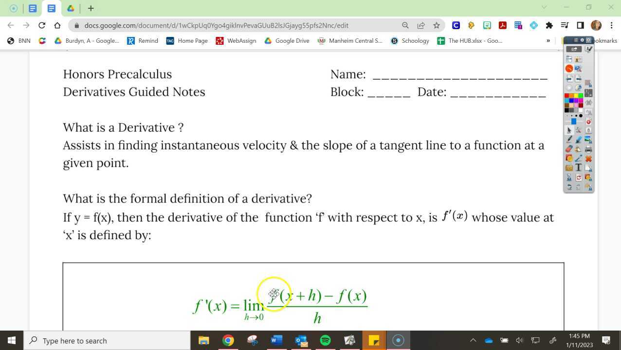 Derivative Day 1 Part 1