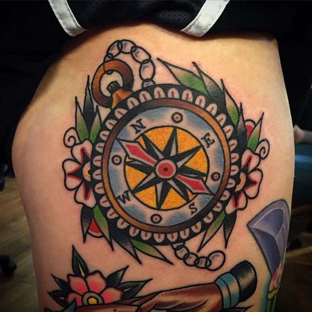 Old School Compass Tattoo