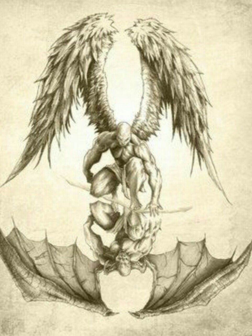 Angel Vs Demon Battle Tattoo