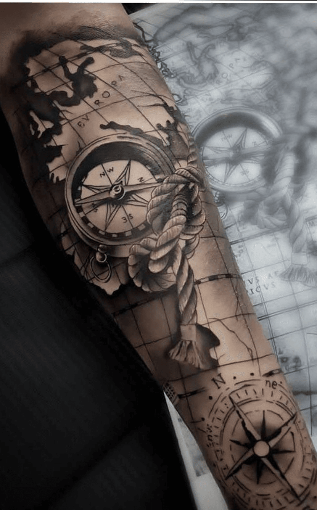 Compass Tattoo Forearm