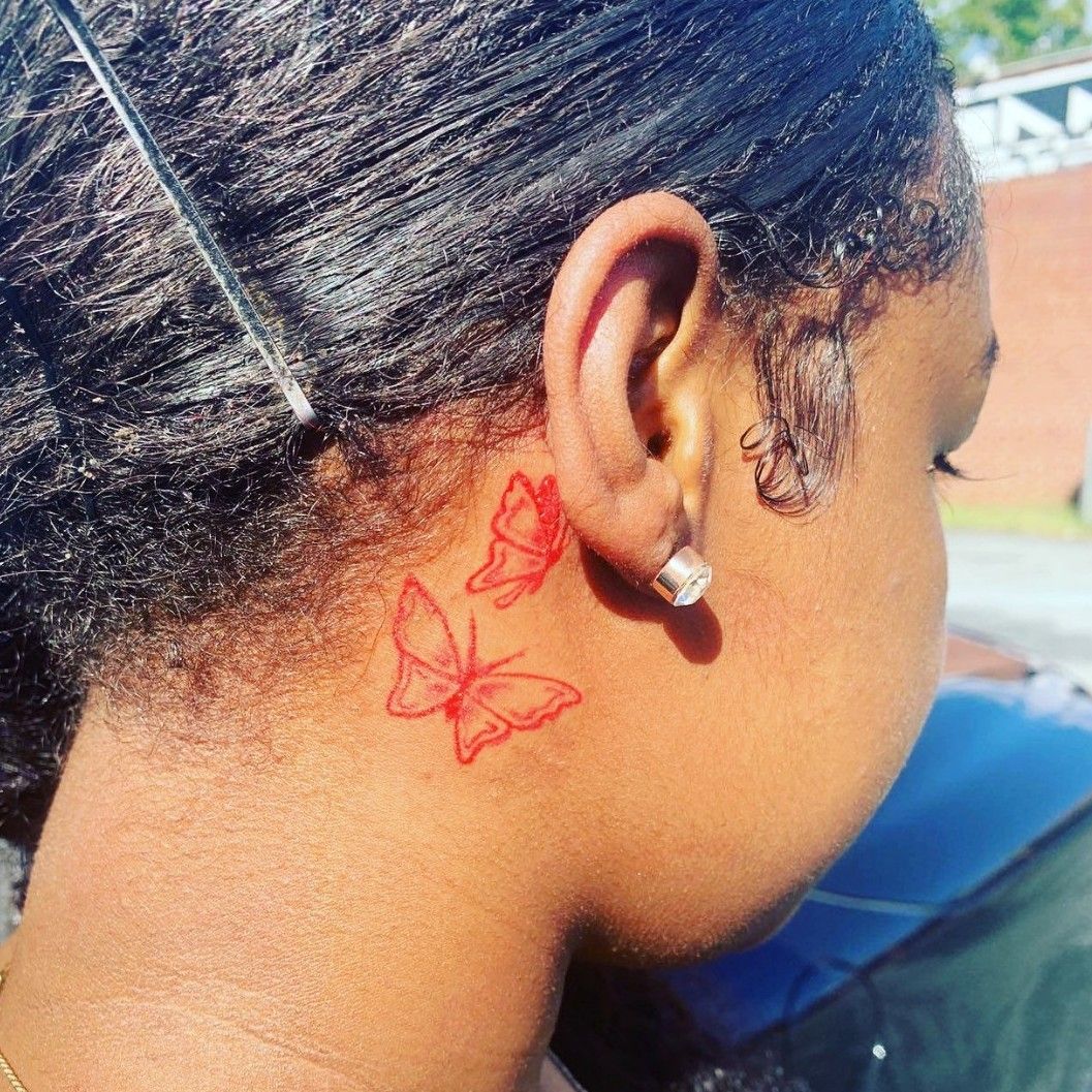 Aggregate More Than 79 Tiny Butterfly Tattoo Behind Ear Best In