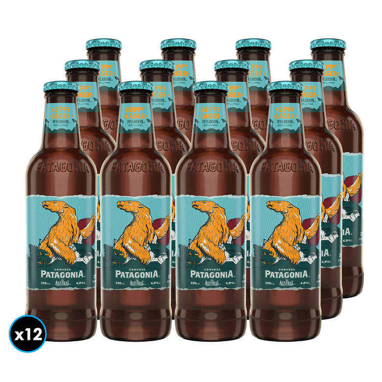 Boozcl 12x Cerveza Austral Patagonia Hoppy Lager Botella 330cc 48°alc