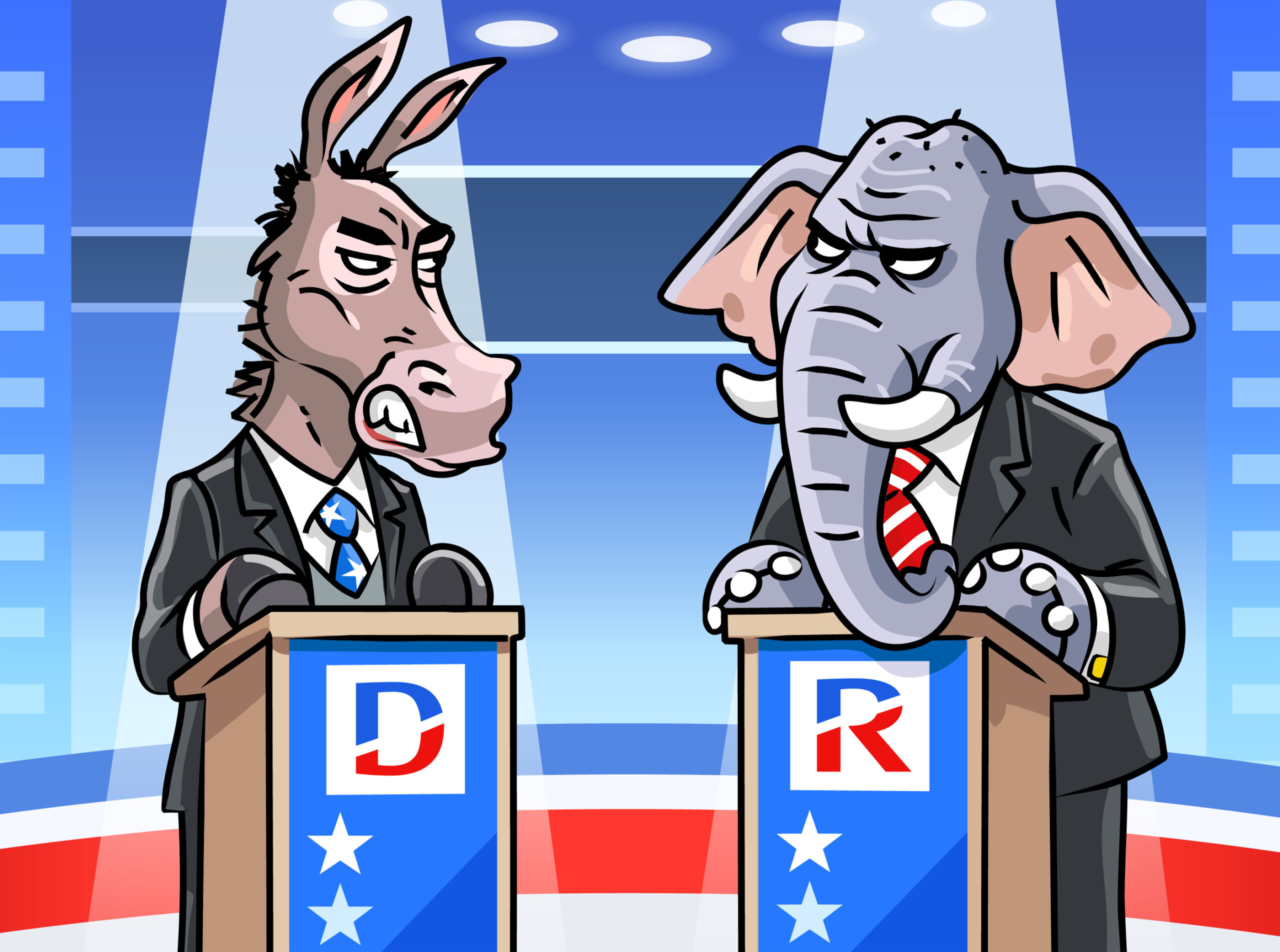 Democratic Donkey And Republican Elephant In Tv Debate Honolulu Civil