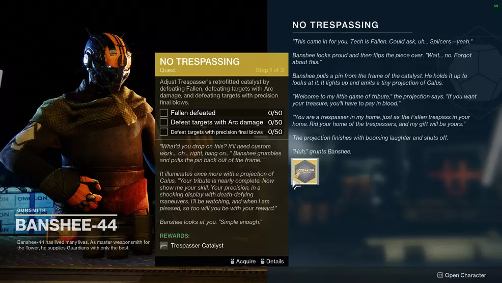 No Trespassing Trespasser Exotic Catalyst Destiny 2 Shacknews