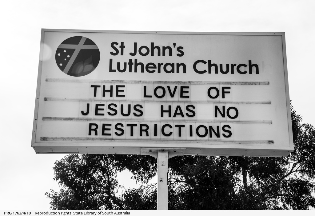 Sign At Stjohns Lutheran Church Tea Tree Gully • Photograph • State