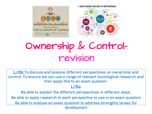 A2 Sociology Aqa Scly3 Media Ownership And Control Revision