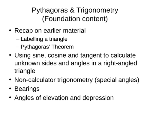 Trigonometry For Foundation Gcse Teaching Resources