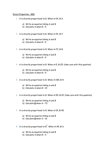 Direct And Inverse Proportion Teaching Resources