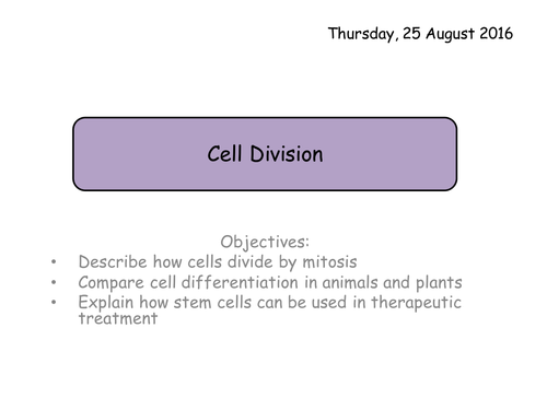 B2 Cell Division Recaprevision Gcse Biology Teaching Resources