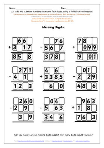 Addition And Subtraction Year 4 Formal Written Addition And