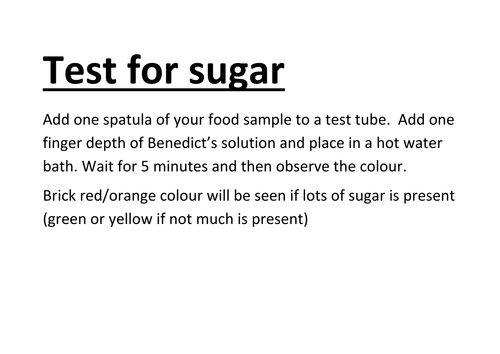 Food Tests Practical Instructions And Worksheet Activity Gcse