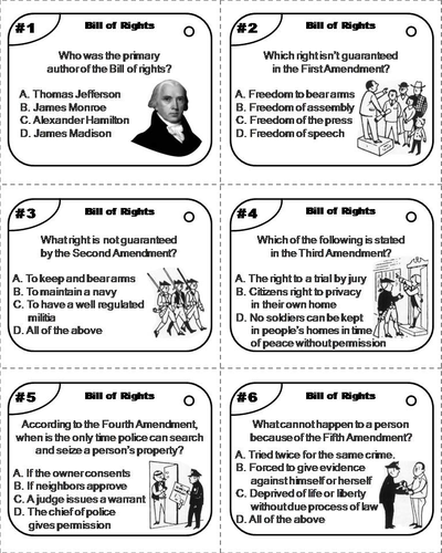 Bill Of Rights Task Cards Teaching Resources