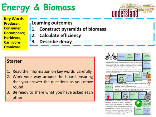 Ks4 Gcse Biology Energy And Biomass Revision Lesson Teaching Resources