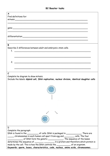 Aqa Gcse B21 Cell Division Teaching Resources