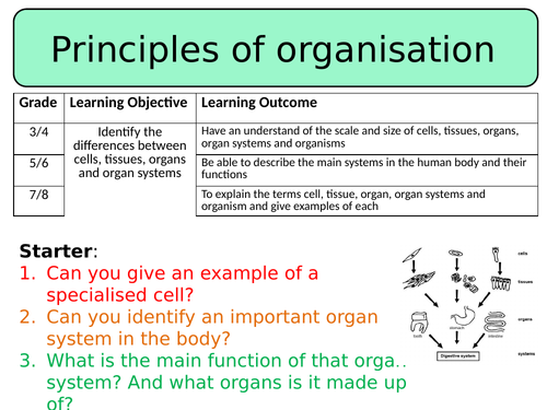 New Aqa Trilogy Gcse 2016 Biology Principles Of Organisation