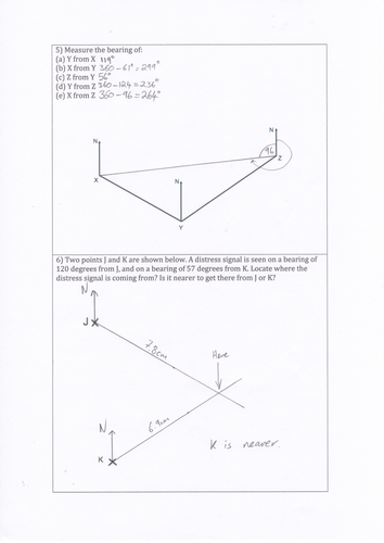 Gcse Maths Bearings Worksheet 10 Questions With Answers Teaching