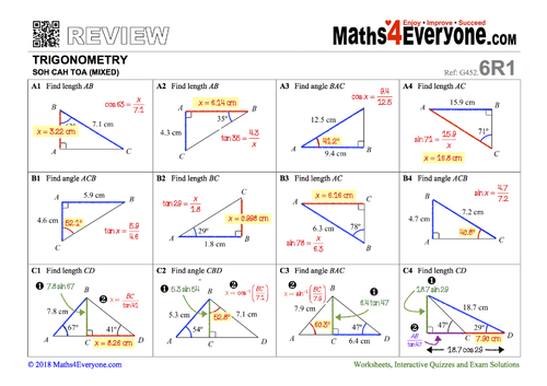 Gcse Revision Trigonometry Soh Cah Toa Teaching Resources