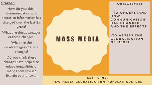 Aqa A2 Sociology Mass Media Tasks And Activities Teaching Resources