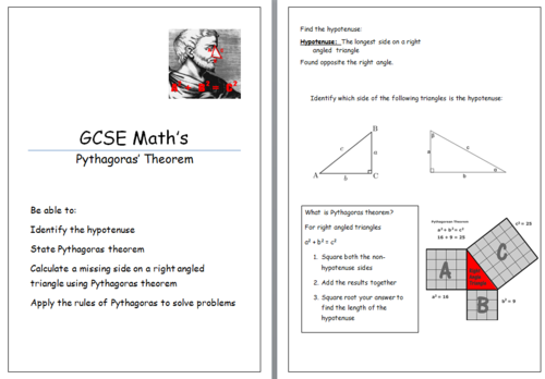 Gcse Maths Pythagoras Theorem Lesson Workbook With Answers Teaching