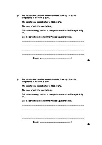 Ks4 Gcse Trilogy Physics Specific Heat Capacity Teaching Resources