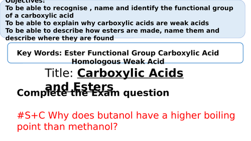 Carboxylic Acids And Esters Teaching Resources