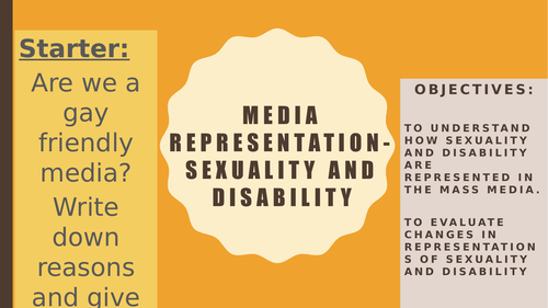 Aqa A2 Sociology Mass Media Representations Sexuality And Disability
