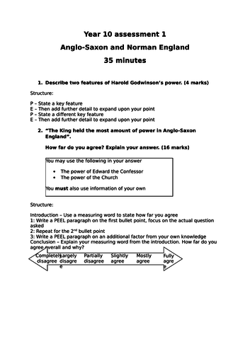 Anglo Saxons And Normans Paper 2 Edexcel 9 1 Gcse History Scheme Of