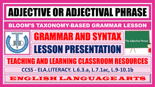 Adjective Or Adjectival Phrase Ppt Teaching Resources