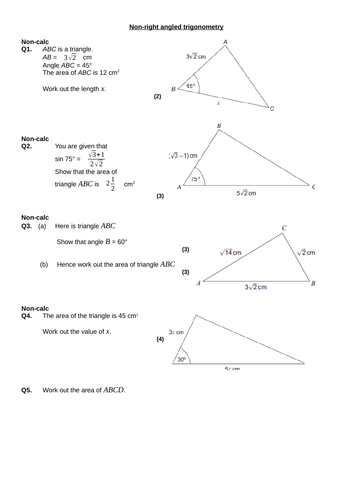 Non Calculator Trigonometry Questions And Answers Kutrhe