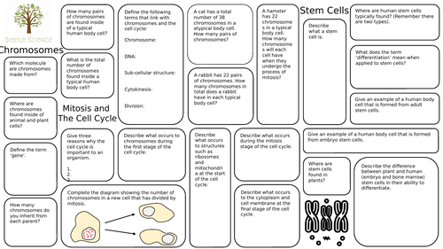 Cell Division Revision Mats Aqa Combined Biology Gcse Teaching