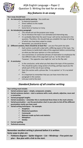 Gcse Revision Aqa English Language Paper 2 Different Types Of Writing